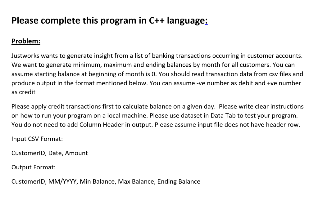 Solved Please complete this program in C++ language: | Chegg.com