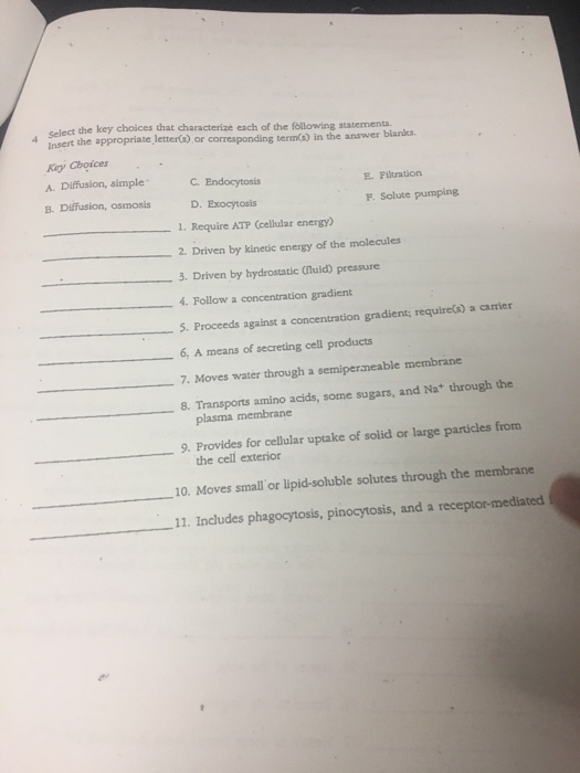 Solved Select the key choices that characterize each of | Chegg.com