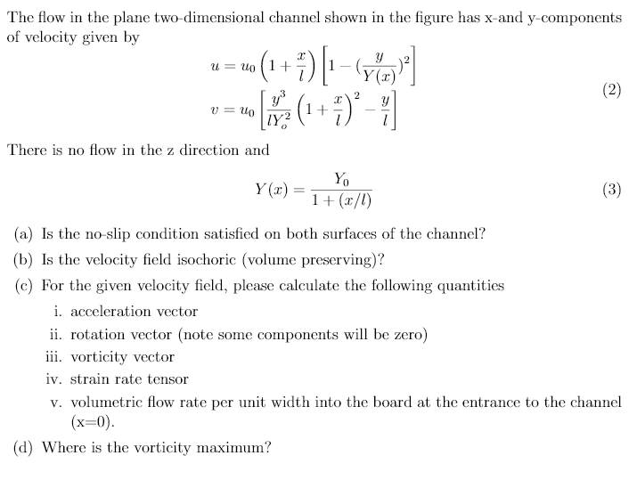 2 The flow in the plane two-dimensional channel shown | Chegg.com