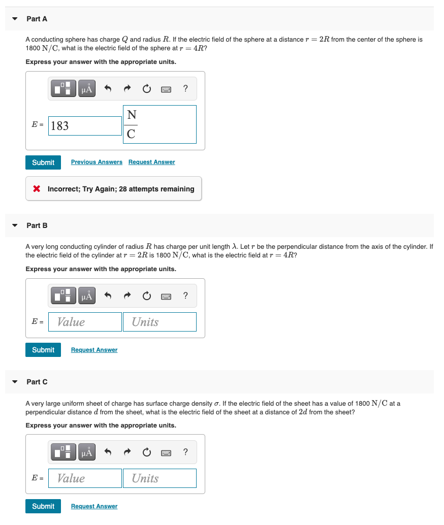 Solved Part A A conducting sphere has charge Q and radius R. | Chegg.com