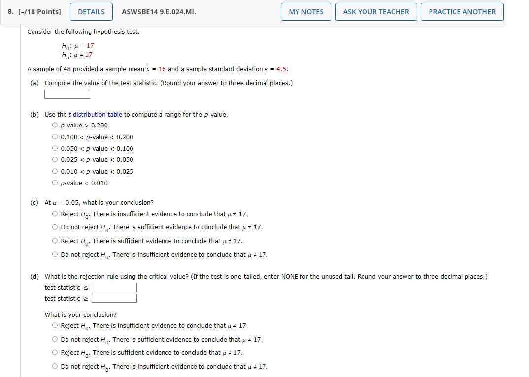 Solved all the parts please. If you could show how to solve | Chegg.com