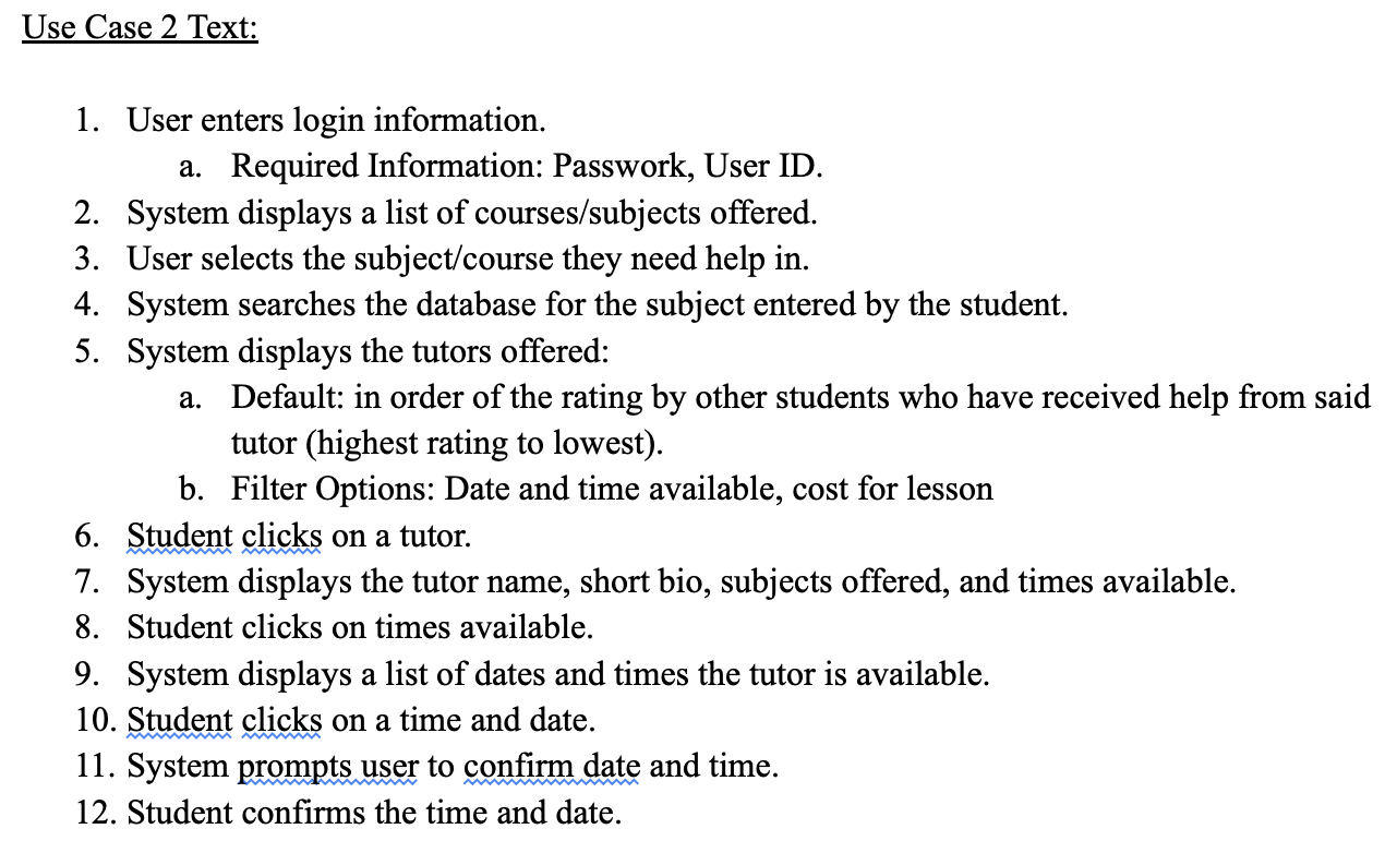 Solved Use Case 1 Text: The user can log in and access the | Chegg.com