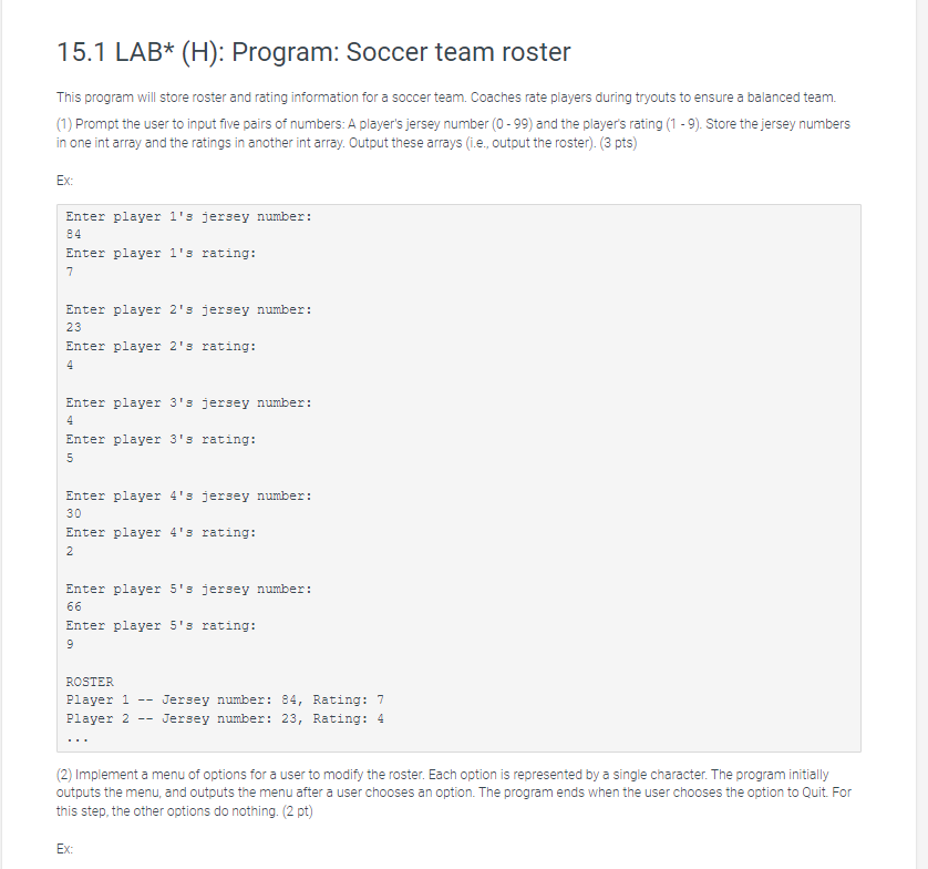 Solved This program will store roster and rating information | Chegg.com