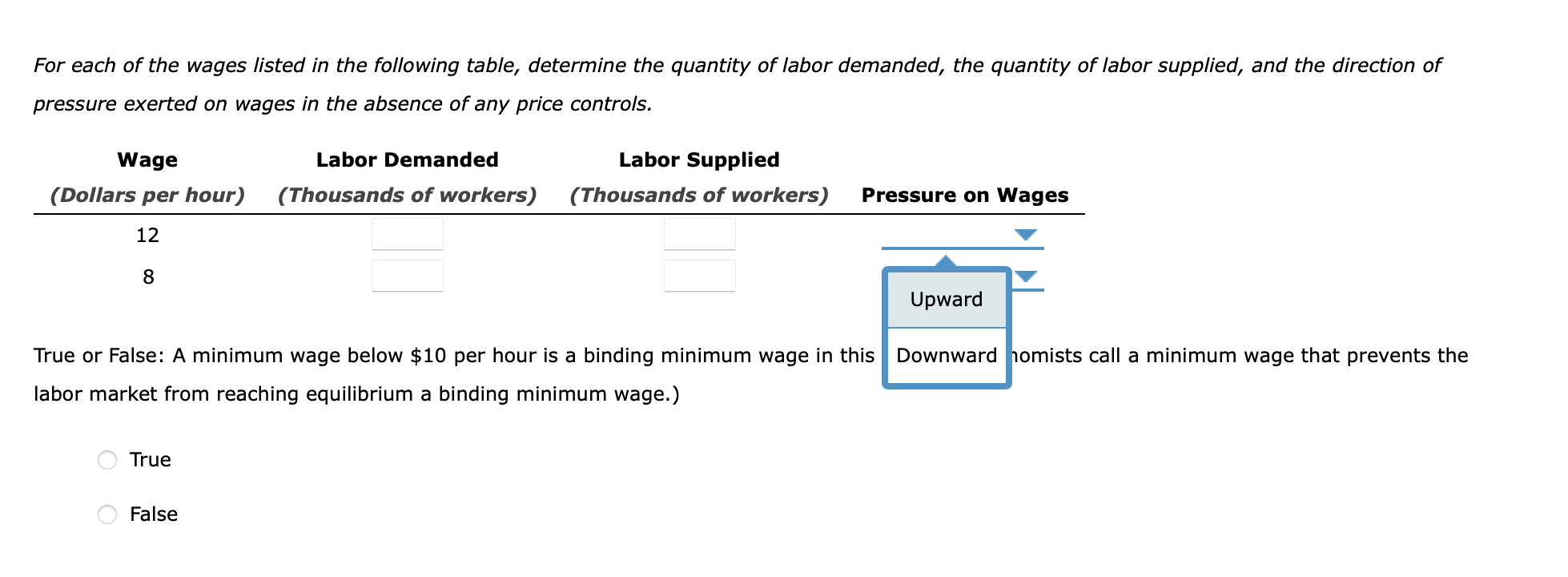Solved For each of the wages listed in the following table, | Chegg.com