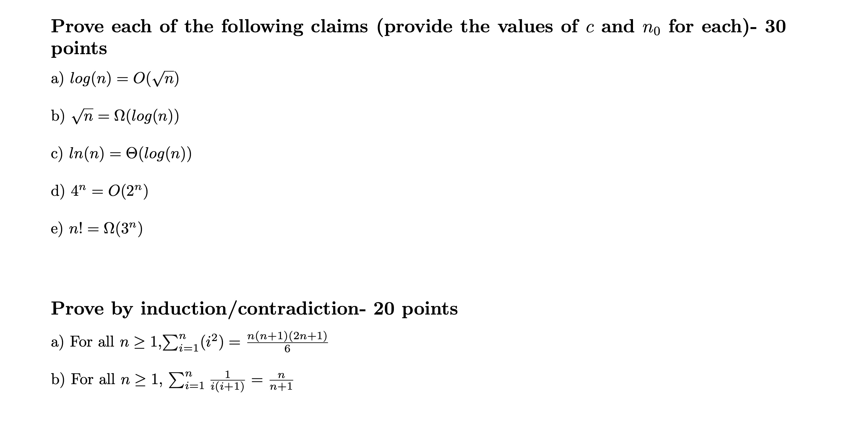 Solved Prove each of the following claims (provide the | Chegg.com
