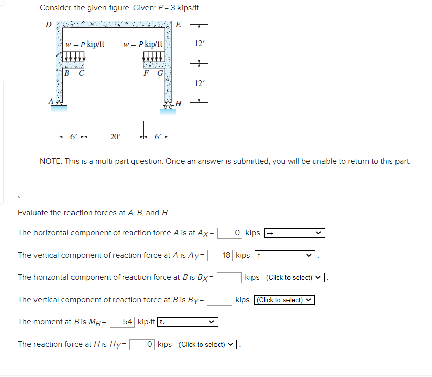 Solved Consider the given figure. Given: P= 3 kips/ft. D E ſ | Chegg.com