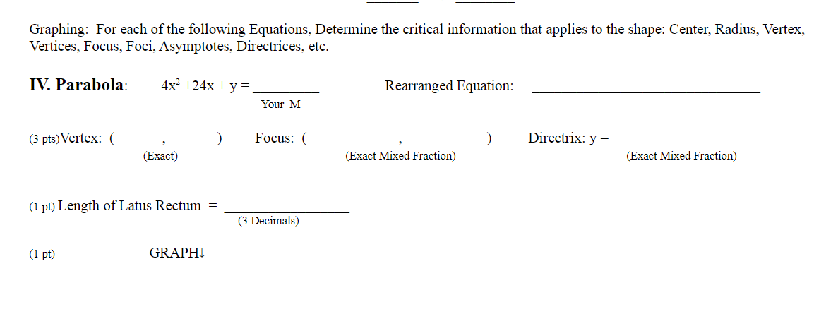 Solved Graphing: For each of the following Equations, | Chegg.com