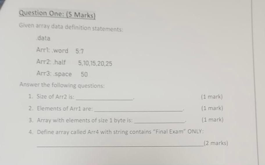 Solved Answer The Following Questions 1 Size Of Arr2 Is 
