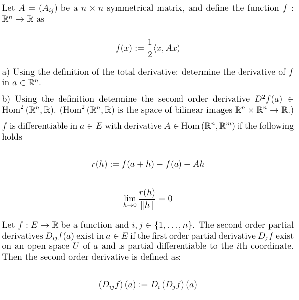 Let A=(Aij) be a n×n symmetrical matrix, and define | Chegg.com