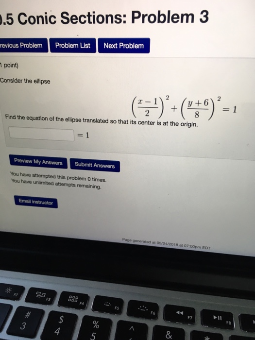 Solved 10.5 Conic Sections: Problem 7 Previous Problem | Chegg.com