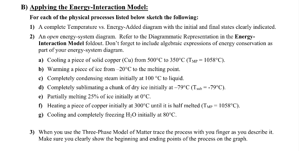 B) Applying the Energy-Interaction Model: For each of | Chegg.com