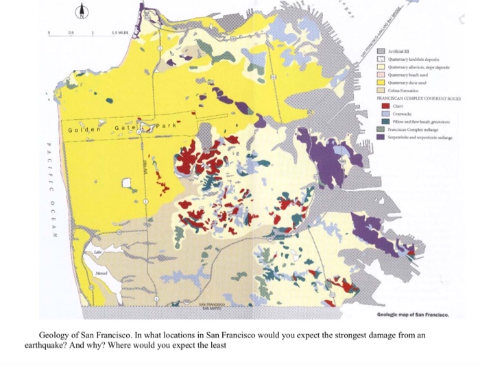 Solved Gate Gol'den Geologie map of San Francisco. Geology | Chegg.com