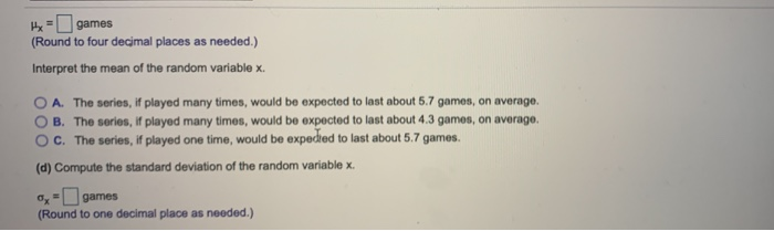 Solved The following data represent the number of games | Chegg.com