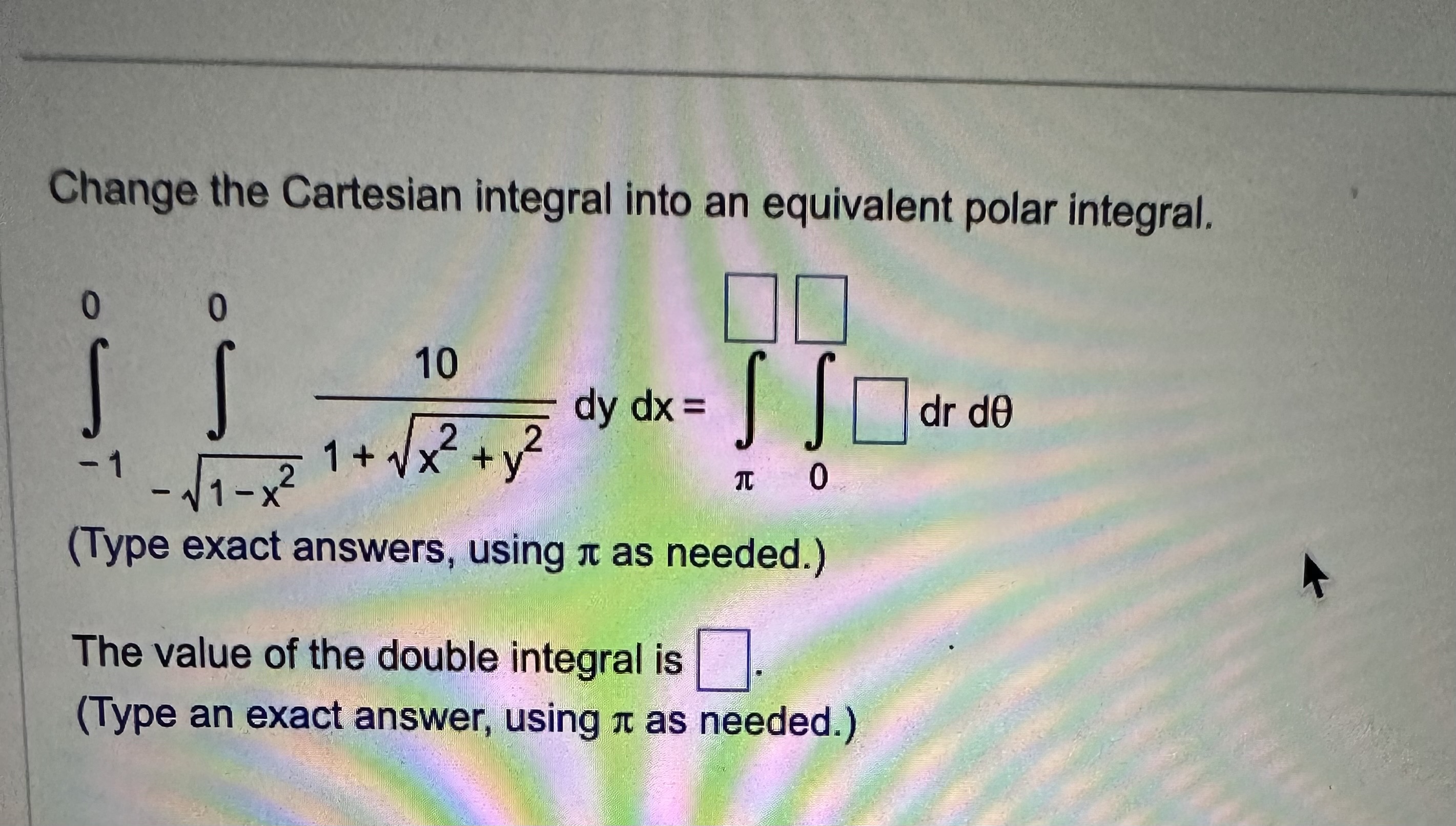 Solved Change the Cartesian integral into an equivalent | Chegg.com