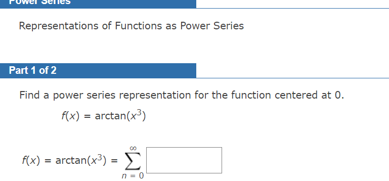 Solved Representations of Functions as Power Series Part 1 | Chegg.com