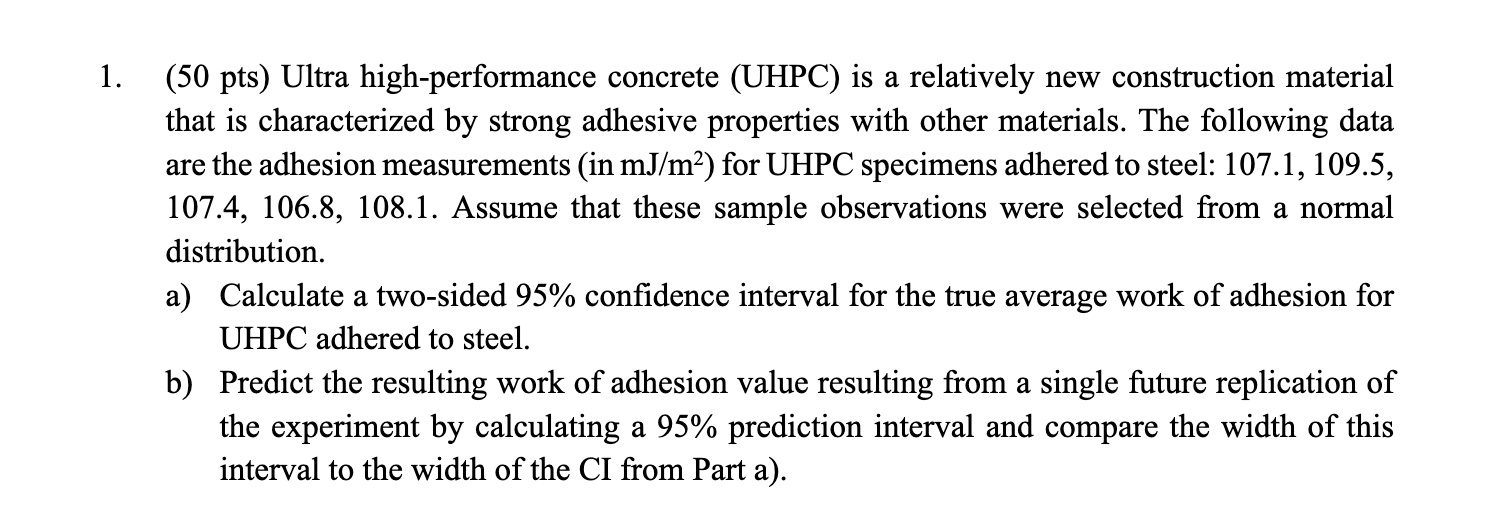 Solved 1. (50 pts) Ultra high-performance concrete (UHPC) is | Chegg.com