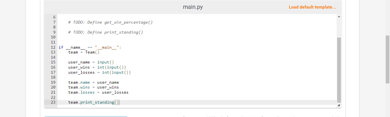 Solved 9.15 LAB: Winning team (classes) Complete the Team | Chegg.com