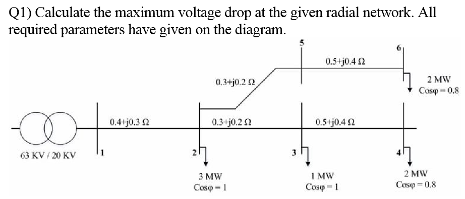 Solved Q1) Calculate the maximum voltage drop at the given | Chegg.com