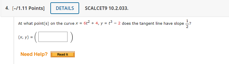 Solved At what point(s) on the curve x=6t2+4,y=t3−2 does the | Chegg.com