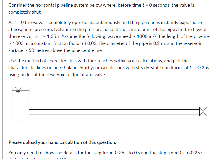 Solved Consider the horizontal pipeline system below where, | Chegg.com