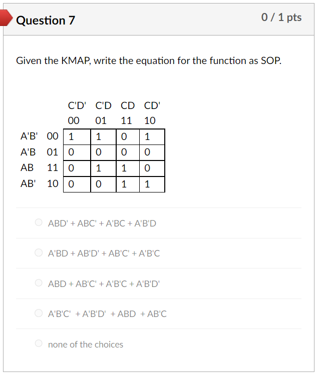 Solved Given the KMAP, write the equation for the function | Chegg.com