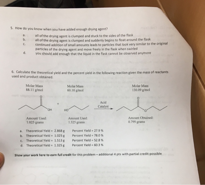 Solved 5. How do you know when you have added enough drying | Chegg.com