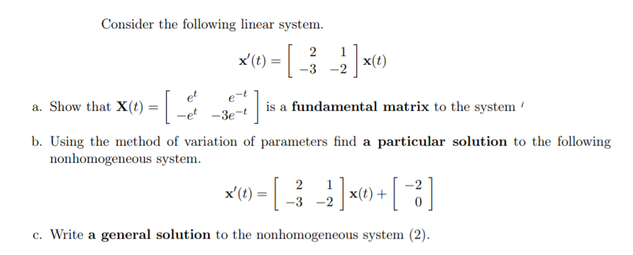 Solved Consider the following linear system.