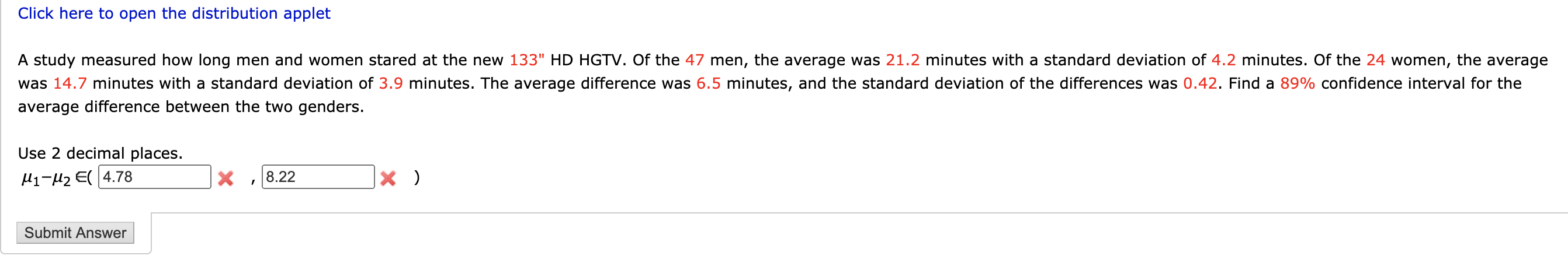 Solved Click here to open the distribution applet A study | Chegg.com