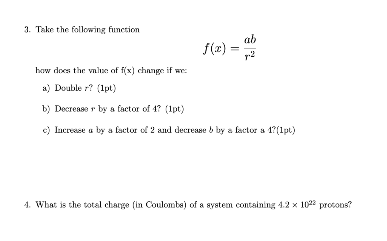 Solved 3. Take the following function f(x)=r2ab how does the | Chegg.com