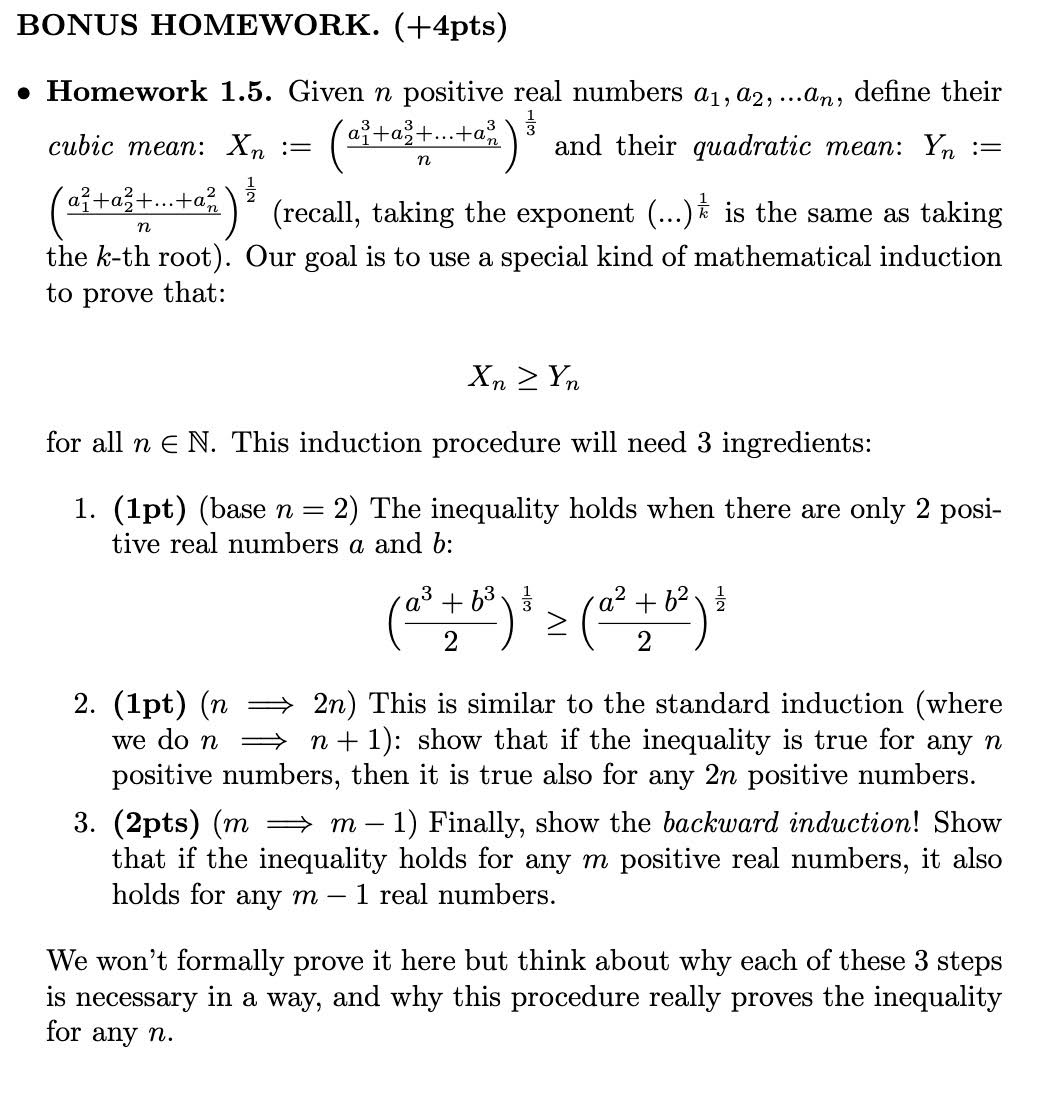 Solved Homework 1.5. Given n positive real numbers | Chegg.com