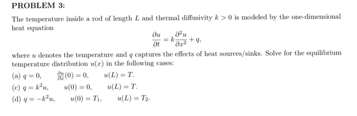 Solved PROBLEM 3: The temperature inside a rod of length L | Chegg.com