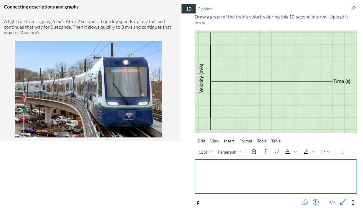 Solved Connecting descriptions and graphsA light rail train | Chegg.com