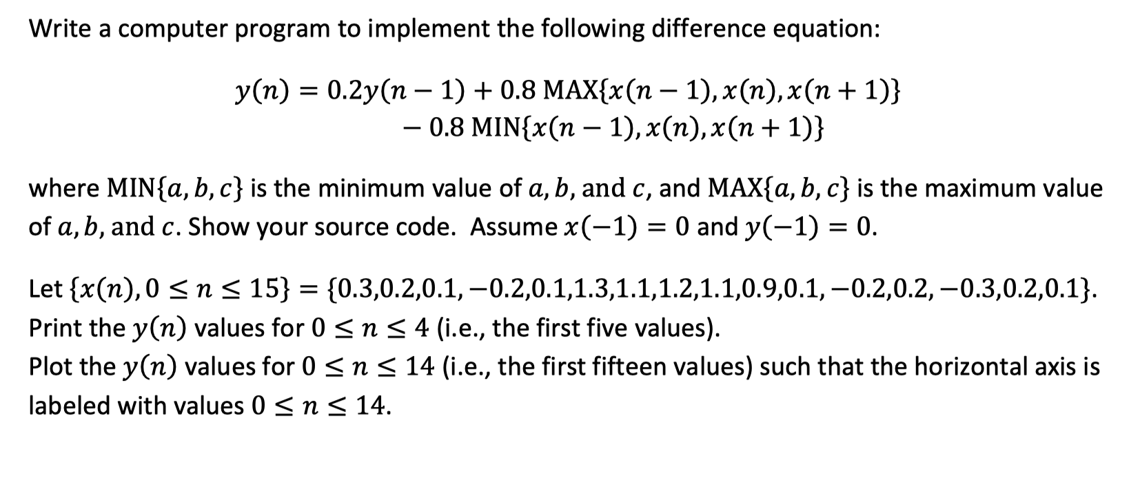 Solved Write a computer program to implement the following | Chegg.com