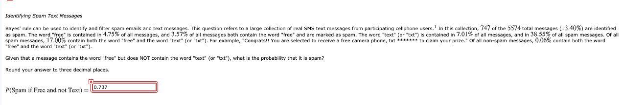 Solved Identifying Spam Text Messages Bayes' rule can be | Chegg.com
