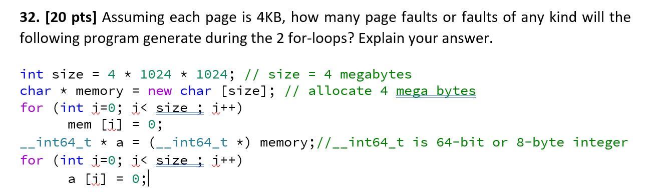 Solved 32. (20 pts) Assuming each page is 4KB, how many page | Chegg.com