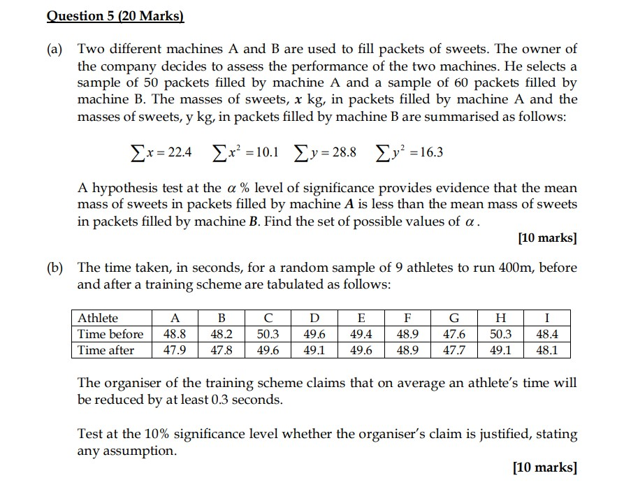 Solved (a) Two different machines A and B are used to fill | Chegg.com