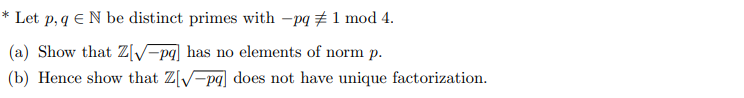 Solved * Let p, q E N be distinct primes with pq # 1 mod 4. | Chegg.com