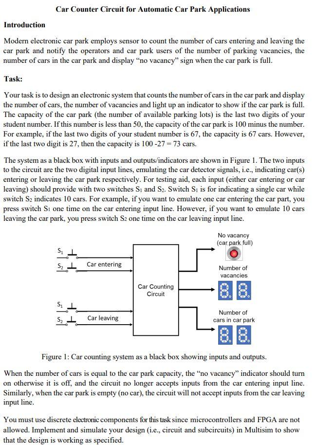 Solved Car Counter Circuit for Automatic Car Park | Chegg.com