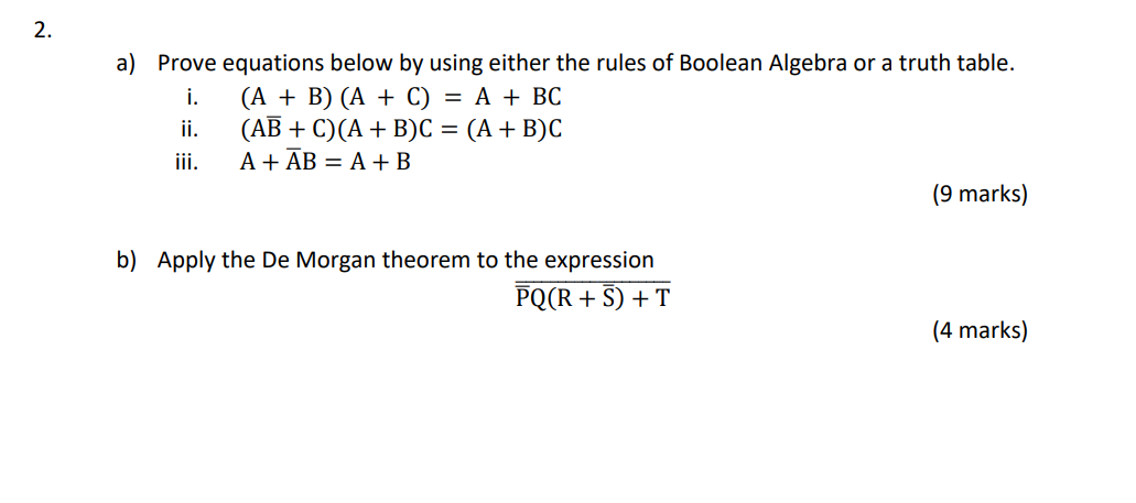 Solved a) Prove equations below by using either the rules of | Chegg.com