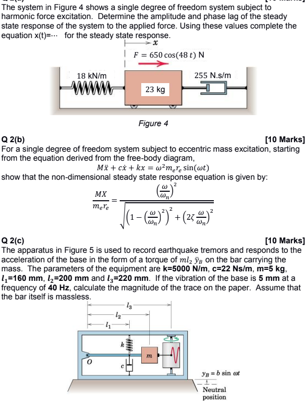 Solved The system in Figure 4 shows a single degree of | Chegg.com