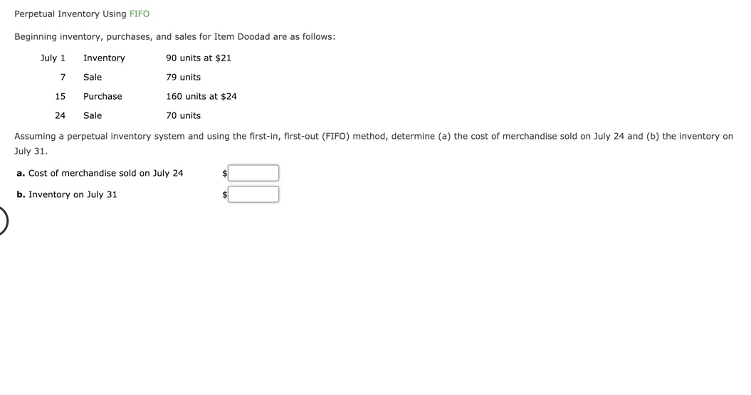 Solved Perpetual Inventory Using FIFO Beginning inventory, | Chegg.com
