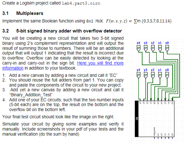 Solved Create a Logisim project called Lab4.part3.circ. 3.1 | Chegg.com