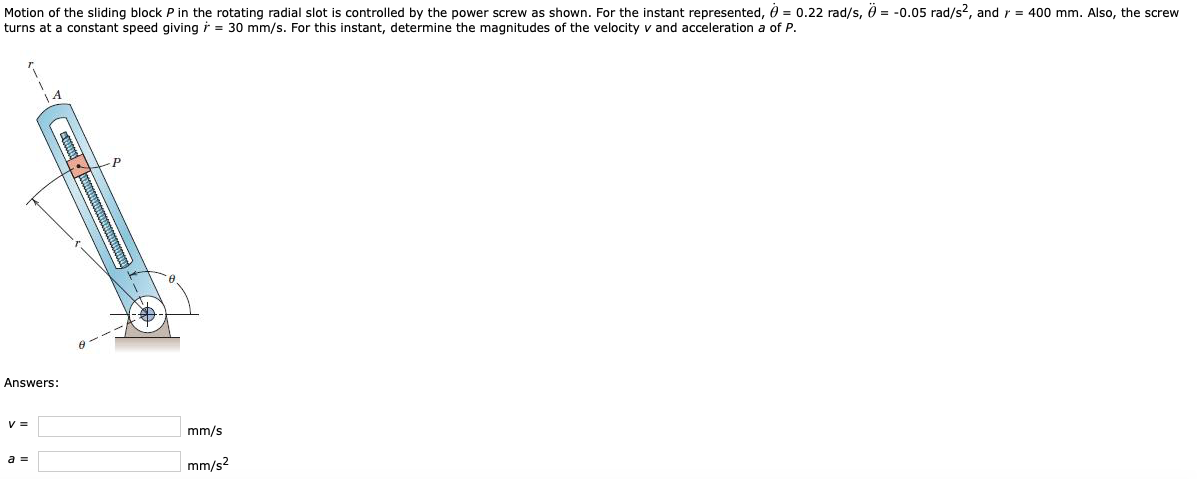 Solved Motion of the sliding block P in the rotating radial | Chegg.com