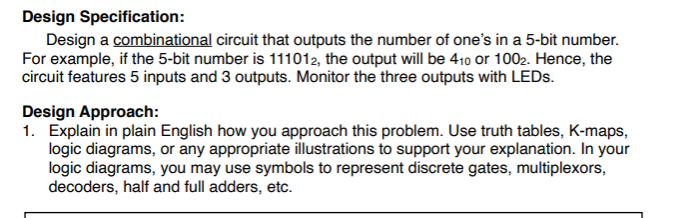 Solved Design Specification: Design a combinational circuit | Chegg.com