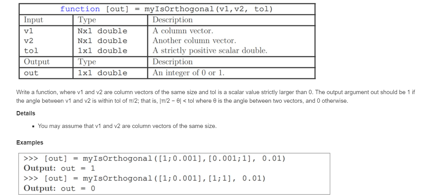 Solved Input v1 v2 tol Output out function (out] Type Nxl | Chegg.com