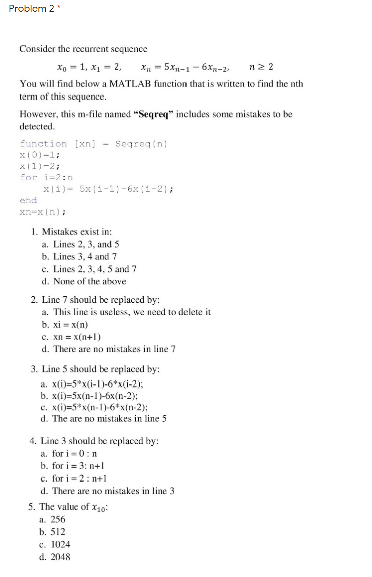 Solved Problem 2 Consider The Recurrent Sequence Xo 1 X1 