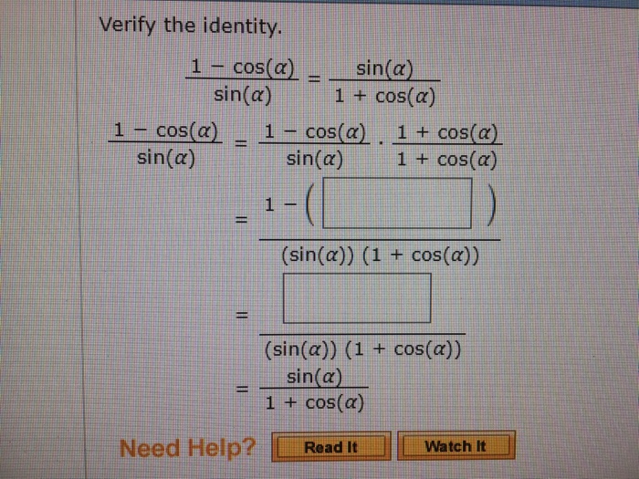 Solved Verify the identity. 1 (1-cos(B))(1 + cos(?)) 1 + CoS | Chegg.com