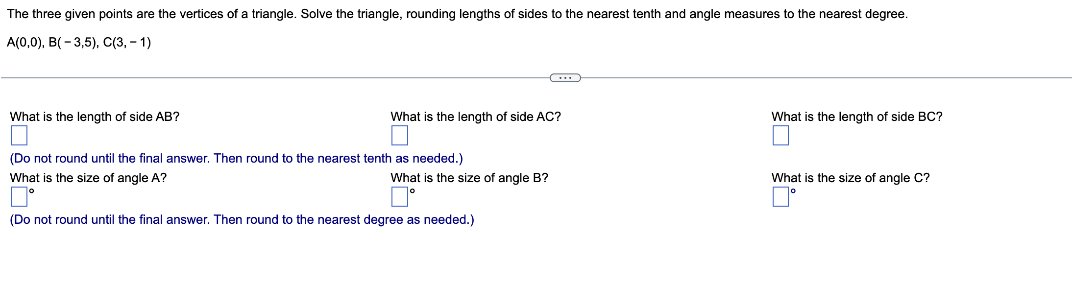 Solved The three given points are the vertices of a | Chegg.com