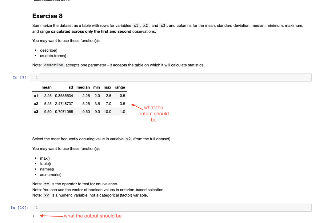 Solved Exercise 1 Construct a dataset (i.e., dataframe) with | Chegg.com