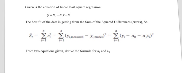 Solved Given is the equation of linear least square | Chegg.com